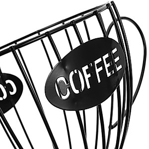 Ipetboom Modern Fruit Stand Coffee Pod Holder Basket: Cup Shaped Espresso Capsule Organizer Coffee Creamer Storage Wire Fruit Basket for Coffee Table Bar Kitchen Cafe Countertop Black