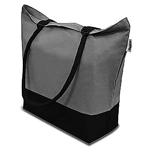 Mamlyn Cotton Canvas Tote Bag with handles, Reusable Cloth Shopping Grocery Bag, Large, Heavy Duty, Zipper Closure