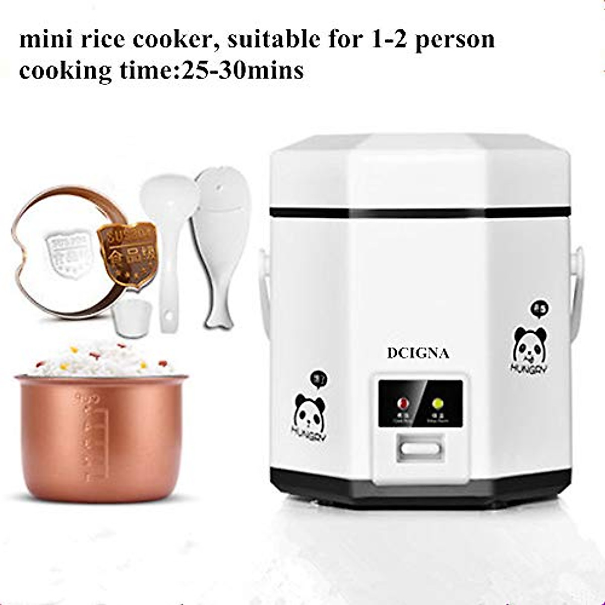 DCIGNA 1.2L Mini Rice Cooker, Electric Lunch Box, Travel Rice Cooker Small, Removable Non-stick Pot, Keep Warm Function, Suitable For 1-2 People - For Cooking Soup, Rice, Stews, Grains & Oatmeal