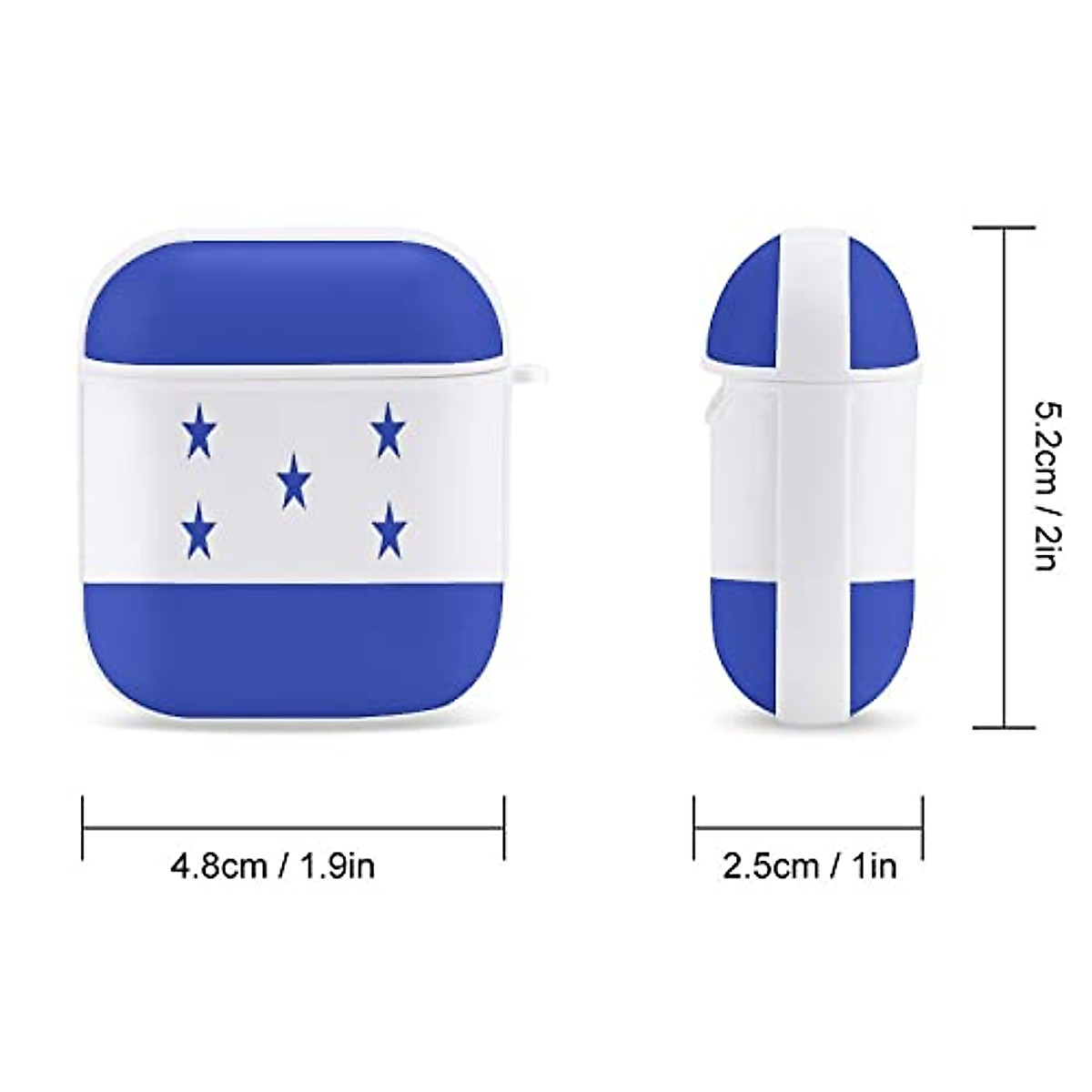 TAIZIYEAH Full Printed Case for AirPods Honduras Flag Headset Case with Keychain for Women and Men