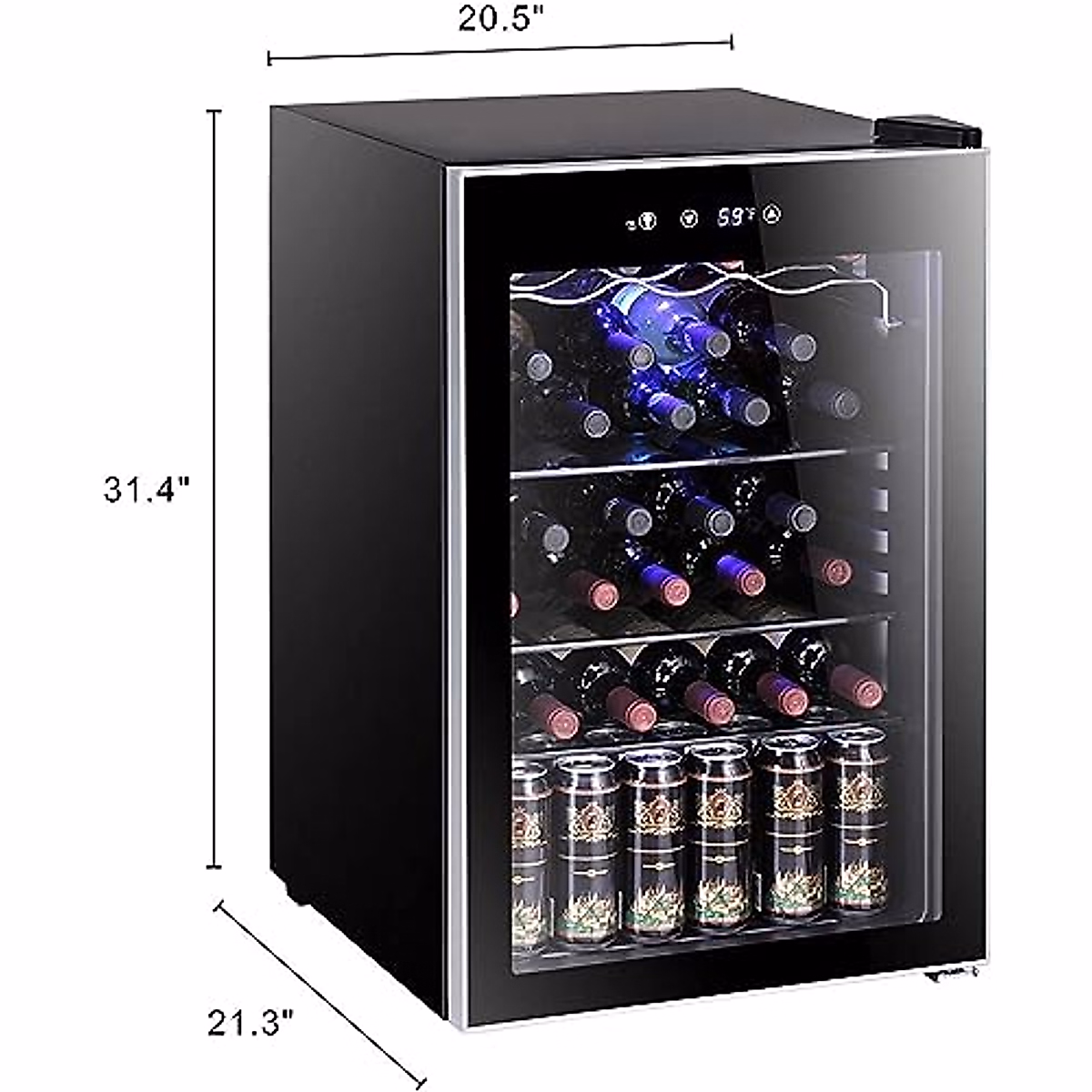 36 Bottle Wine Cooler/Cabinet Beveragerefrigerator Small Mini Red & White Wine Cellar Beer Soda Counter Top Bar Fridge Quiet Operation Compressor Adjust Temperature Freestanding Black