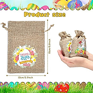 50 Pcs Easter Burlap Bags with Drawstring Bunny Burlap Gift Bag Burlap Bunny Bag Gift Wrap Bags Goody Bags for Kids Easter Party Favor Supply DIY Craft