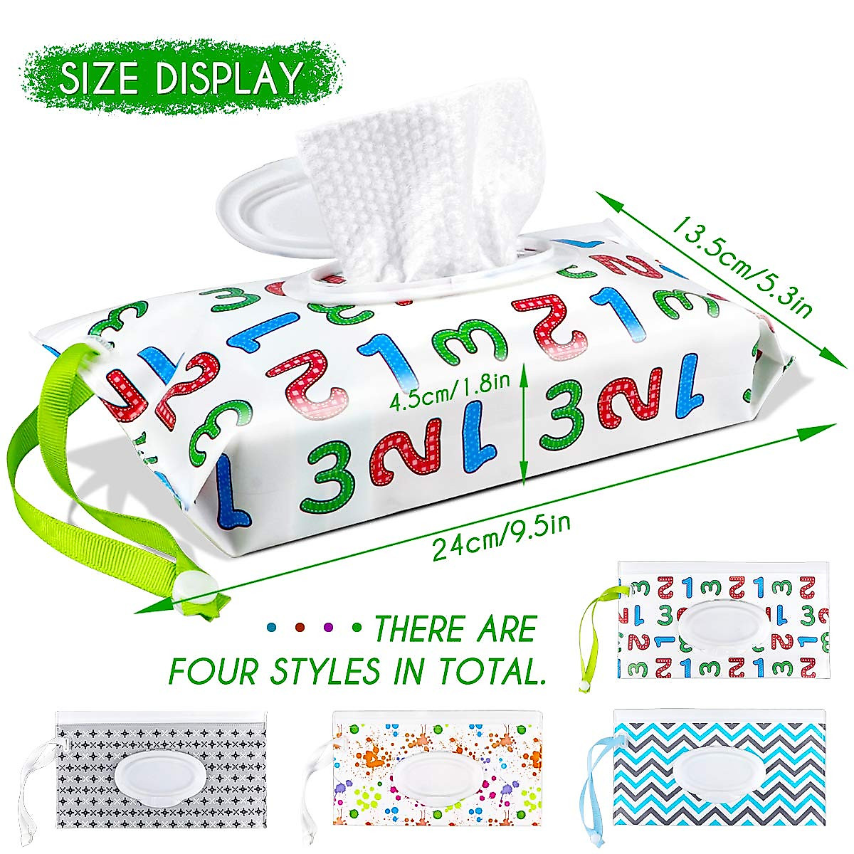 DOERDO 4 Pieces Portable Wet Wipe Pouch Bags Set, Baby Wipe Holder Reusable Travel Wet Wipe Dispenser Keeps Baby Wipe Fresh and Safe