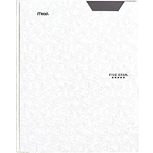 Five Star 2 Pocket Folder, Stay-Put Folder, Plastic Colored Folders with Pockets & Prong Fasteners for 3-Ring Binders, 8-1/2" x 11", White (72494)