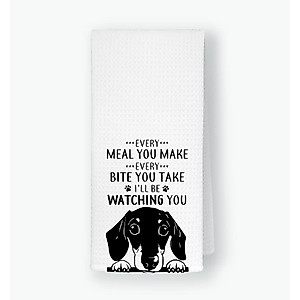 QODUNG Every Meal You Make Funny Dachshund Soft Kitchen Towels Dishcloths 16x24 Inch,Cute Sausage Dog Drying Cloth Hand Towels Tea Towels for Kitchen,Dachshund Lover Gifts