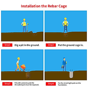 VELSKUD Parking Lot Light Pole, Heavy Duty Metal Light Pole, 13 ft, 2.36” Outdoor General Purpose Metal Street Light Pole Post, W.ith Concrete Base Bracket，for Ground Soil Parking Lot Light Pole Kit.