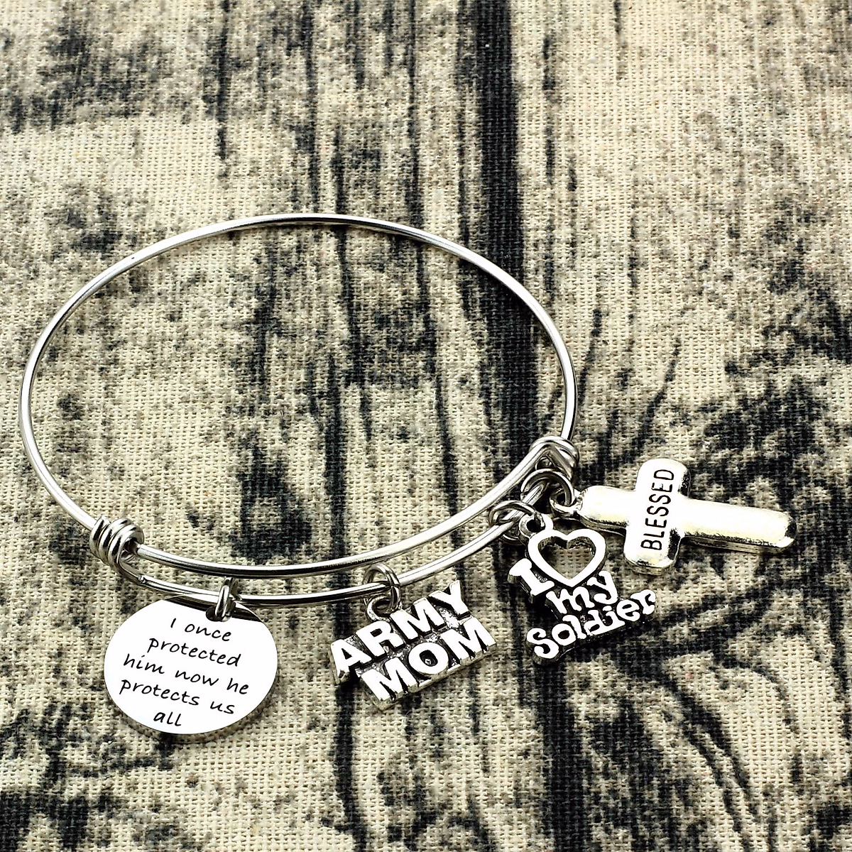 Kivosliviz Military Mom Bracelet I Once Protected Him Now He Protects Us All Mom Gifts for Army Mom