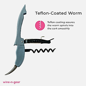 Le Coutale Waiters Corkscrew by Coutale Sommelier - Grey - Two-Step Lever Action for Smooth Cork Pull - Wine Bottle Opener for Bartenders and Gifts - Sharp Micro-Serrated Knife