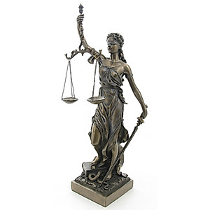 JFSM INC. Blind Lady Justice Statue Sculpture - Greek Roman Goddess of Justice