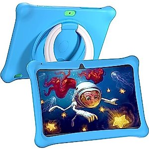 SGIN Android 12 Kids Tablet, 2GB RAM 64GB ROM Kids Tablets, 10 Inch Tablet with Case, Parental Control APP, Dual Camera, Educational Games, iWawa Pre Installed, WiFi, Bluetooth (Blue)
