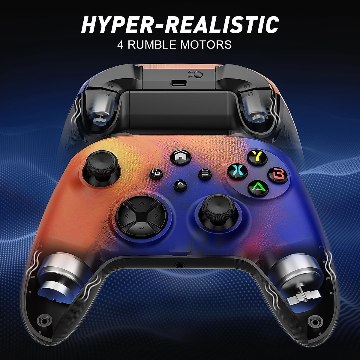 Dinosoo Wireless Controller for Android Windows PC Steam Games, Dual Vibration TURBO Macro Function Hall Trigger 3.5mm Headphone Jack - Oil Painting (Can't Connect to Xbox for Now)