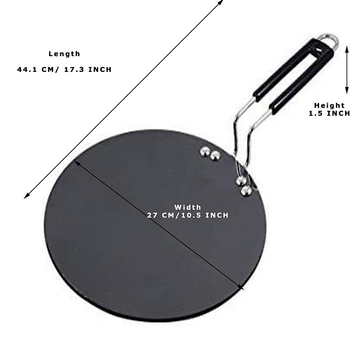 Sahishnu Online & Marketing Hard Anodized Aluminium Tawa,Hard Anodized Cookware,Hard Anodized Concave Tawa,Naan Roti Chapati Tawa,Diameter-275mm,Thickness-4mm,Size-11