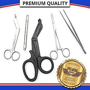Cynamed First Responder Medical Tool Kit - Bandage Scissors, Magnetic Debris Remover, EMT Shears, Hemostat, Tweezers - Adjustable Multi-Pocket Nylon Belt Pouch - Paramedic, Nurse, Emergency Responders