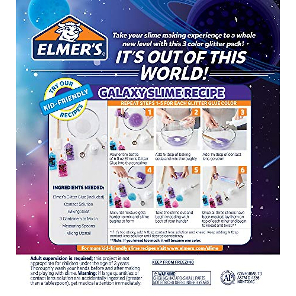 Elmer’s Glue Deluxe Starter Slime Kit | Slime Supplies | Clear School Glue & Glitter Glue Pens, 3 Count