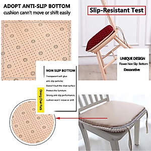 Set of 4 Non-Slip Kitchen Chair Cushions, Dining Chair Cushions and Dining Chair Cushions, 17x17 U Shaped Washable Pattern Seat Cushions with Laces, Cotton Linen Seat Cushion for Autumn and