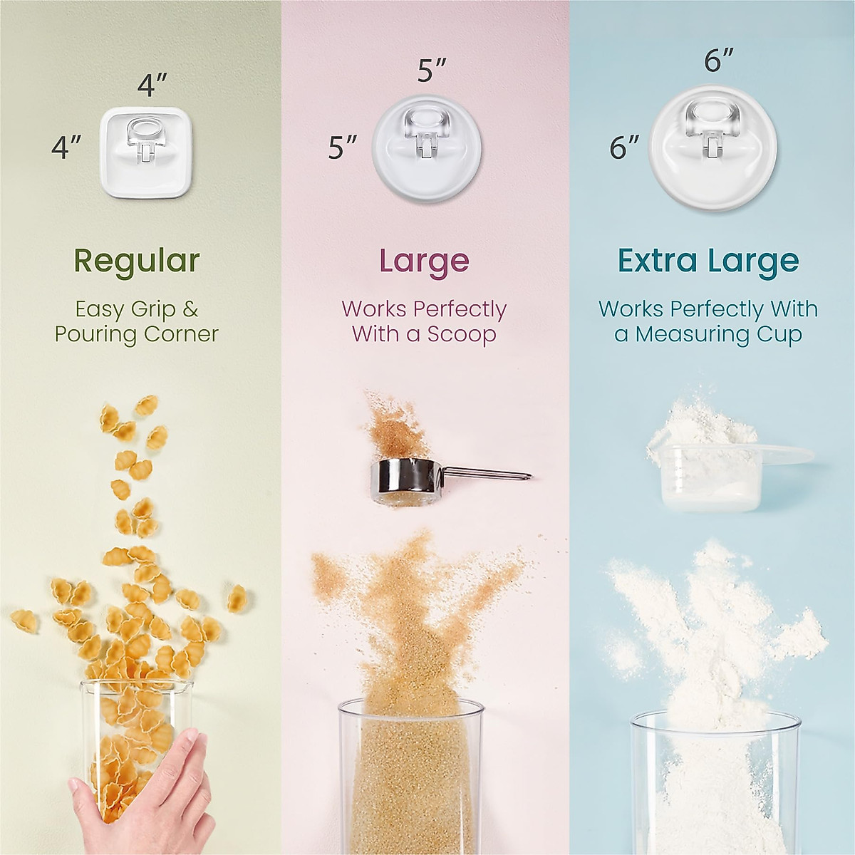 Felli Flip Tite Storage Container with Lid 6" ROUND Airtight Ring Lock Top, Plastic Canister Jar for Flour Sugar Rice Protein Powder Coffee Cracker Kitchen Pantry Organizer (1, 6" Round Nest-M 2pk)