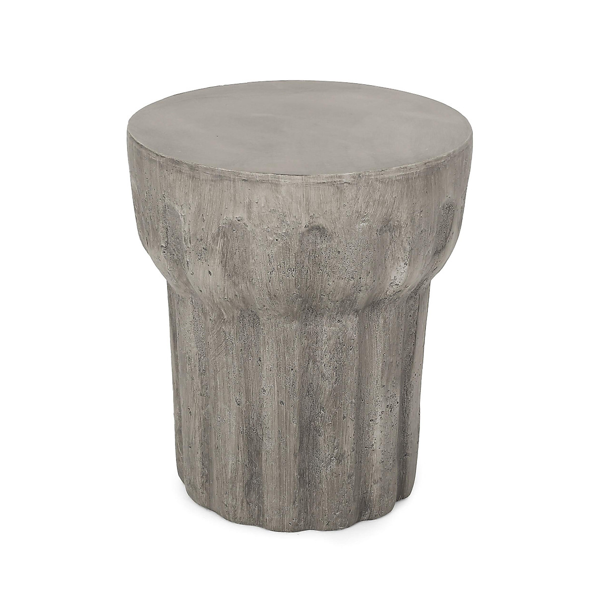 Outdoor Contemporary Lightweight Concrete Accent Side Table by - 15.75" w X 15.75" d 18.00" h Off/White Modern Round