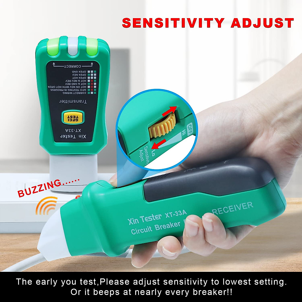 Xin Tester Digital Circuit Breaker Finder + GFCI Outlet Receptacle Tester Detector North American AC Electrical Socket Tester with mesh Tool case(XT-33A)