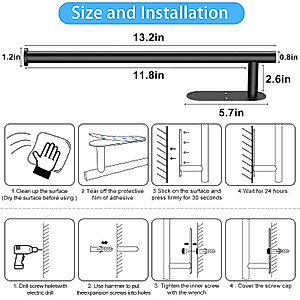 Paper Towel Holder 2 Pack, Under Cabinet Paper Towel Holder Wall Mount, Self Adhesive or Drilling Kitchen Towel Holder, SUS304 Stainless Steel Paper Towel Holder for Kitchen Bathroom RV Blcak