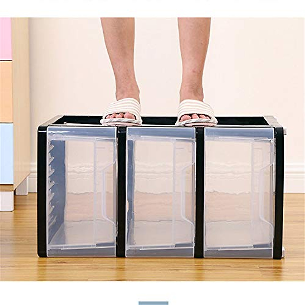 Shozafia 5-Drawer Rolling Storage Cart on Wheels, Craft Storage Containers Bins, Black Frame & Clear Storage Drawers