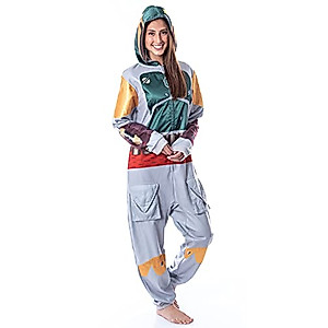 Star Wars Mens' Boba Fett Hooded Costume Union Suit One-Piece Pajama (2XL/3XL) Grey