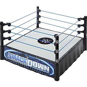 WWE Superstar Ring (14-in) with Spring-Loaded Mat & Real Flex Ropes for Action Figures; Gift for Ages 6 Years Old & Up