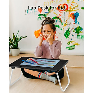 Ruxury Folding Lap Desk Laptop Stand Bed Desk Table Tray, Breakfast Serving Tray, Portable & Lightweight Mini Table, Lap Tablet Desk for Sofa Couch Floor - Black