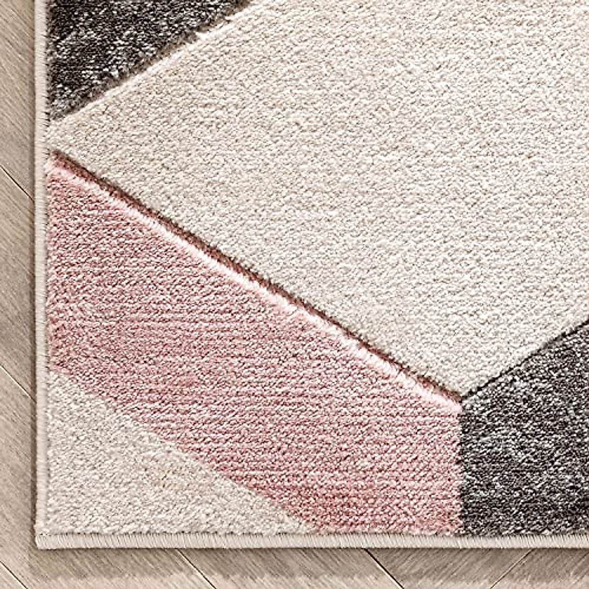 Well Woven Good Vibes Millie Blush Pink Modern Zigzag Stripes 5'3" x 7'3" 3D Texture Area Rug