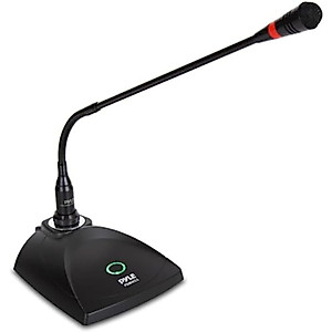 Pyle Home Desktop Gooseneck Wired Microphone System-Table Mounted Corded Voice Condenser Mic with Pop Filter - XLR to 1/4'' Sound Cord - for Karaoke, Conference, Studio Audio Recording -PDMIKC5 Black