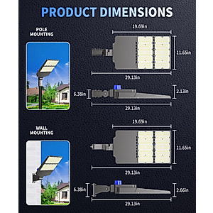 Dimgogo LED Parking Lot Light - 300W Street Lights Dusk to Dawn Outdoor Lighting Commercial with Photocell, 6500K LED Flood Light Outdoor Waterproof with Arm Mount