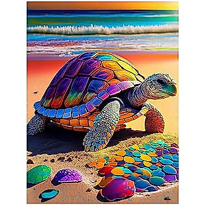 Buewutiry Turtle Diamond Painting Kits for Adults, 5D Diamond Art Kits for Adults, 12x16 Inch DIY Full Drill Diamond Dots Paintings Craft for Home Wall Art Decor