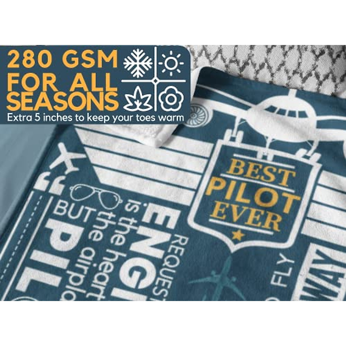 InnoBeta Pilot Gifts Aviation Men, Aviation Gifts Idea, Aviator Flannel Throw Blanket, Inspirational Encouragement Gifts for Best Pilot Ever, 50" x 65"