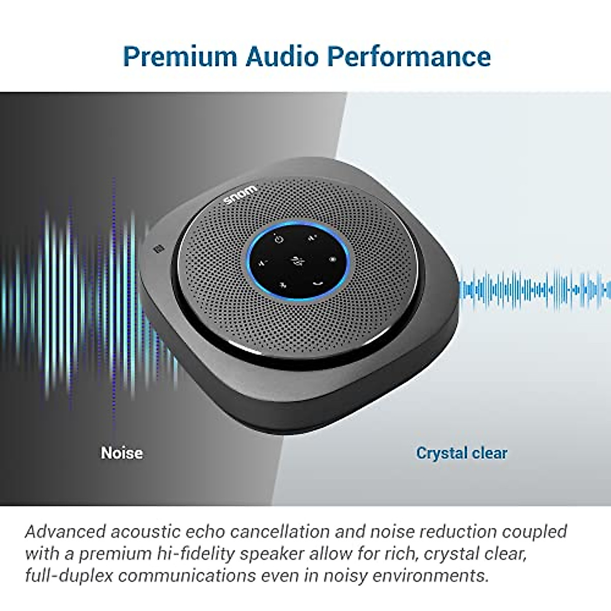 Snom C300 Bluetooth 5.0 Conference Speakerphone with 6 Mics, 24 hrs Call Time, App Controlled, USB C, Home Office & Small Business, Black