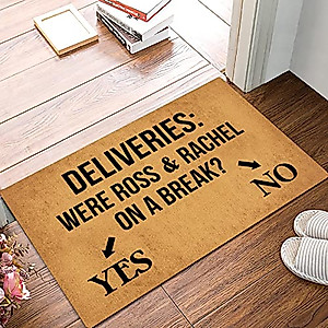 Funny Doormat were Ross and Rachel On A Break Non-Slip Outdoor/Indoor Rubber Door Mats for Front Door/Garden/Kitchen/Bedroom 23.6" x 15.7"