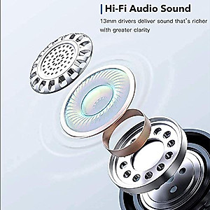 HOKIC Wireless Earbuds,IPX7 Waterproof Noise Cancelling Earbuds ，Touch Control Built-in Microphone,with Wireless Charging Case 40 Hour Playtime ，Bluetooth Headphones for iPhone/Android (Turquoise)