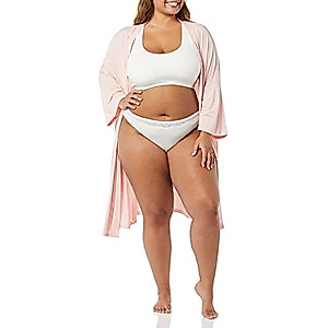 Amazon Essentials Women's Cotton and Lace Bikini Underwear, Pack of 4, Black/Pink/Light Grey Marl, Large