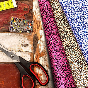 6 Pieces 19 x 19 Inch Leopard Print Fabric Animal Leopard Quilting Fabric Cotton Patchwork Squares Bundle Sewing Craft Fabric for Handmade Craft Making Supplies