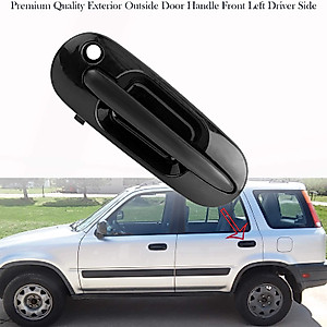 Exterior Outside Outer Front Left LH Driver Side Door Handle Fit for Honda CRV 1997 1998 1999 2000 2001 Black with Keyhole Replace OE# 77609