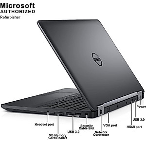 DELL Latitude E5570 15.6 inch Laptop, Intel Core i7-6600U 2.6GHz, 16GB RAM, 256GB SSD, CAM, Windows 10 Pro (Renewed)