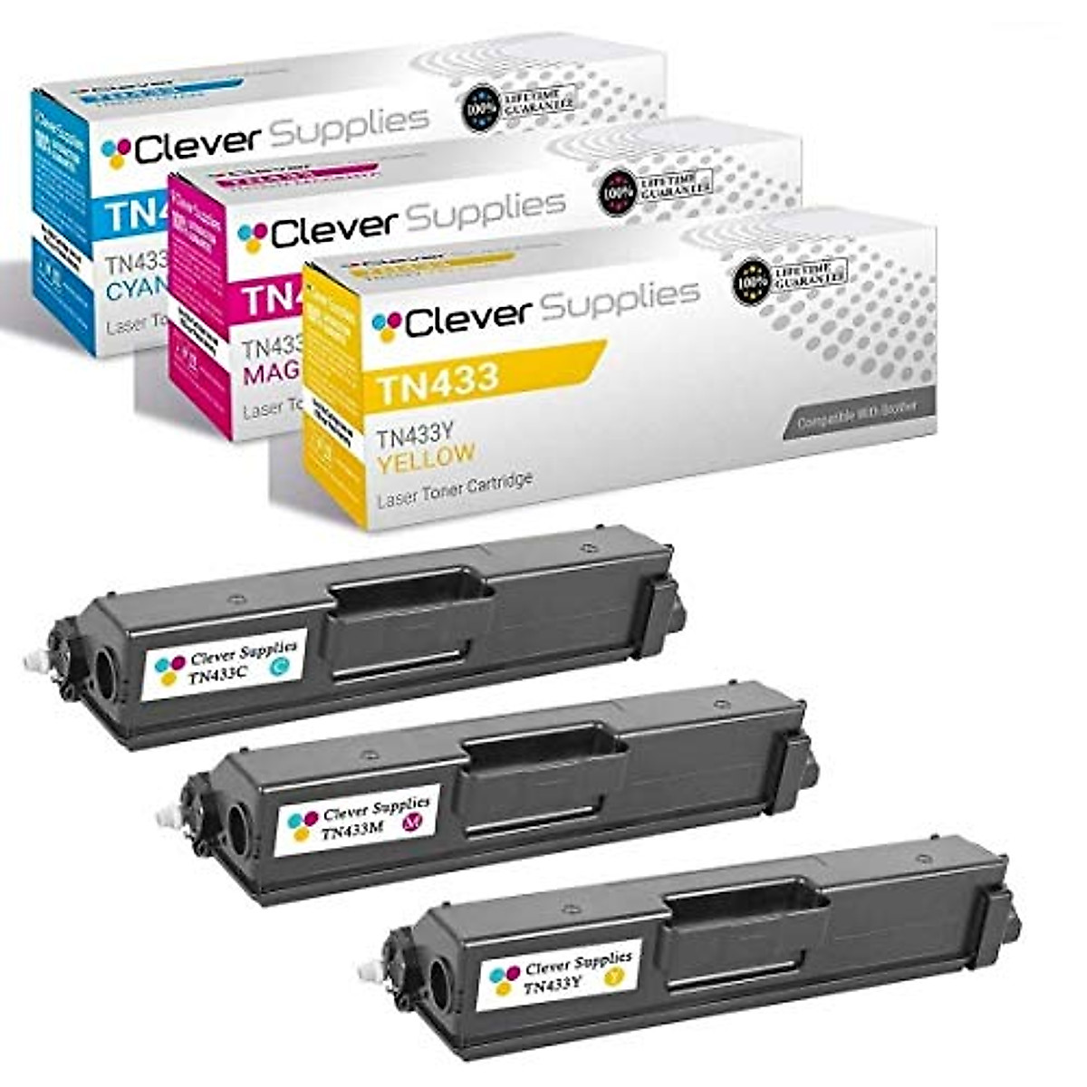 CS Compatible Toner Cartridge Replacement for Brother TN433 TN431 TN-433 TN-431 TN433C/TN431C TN433M/TN431M TN433Y/TN431Y for HL-L8260CDW HL-L8360CDW HL-L8360CDWT HL-L9310CDW 3 Color Set