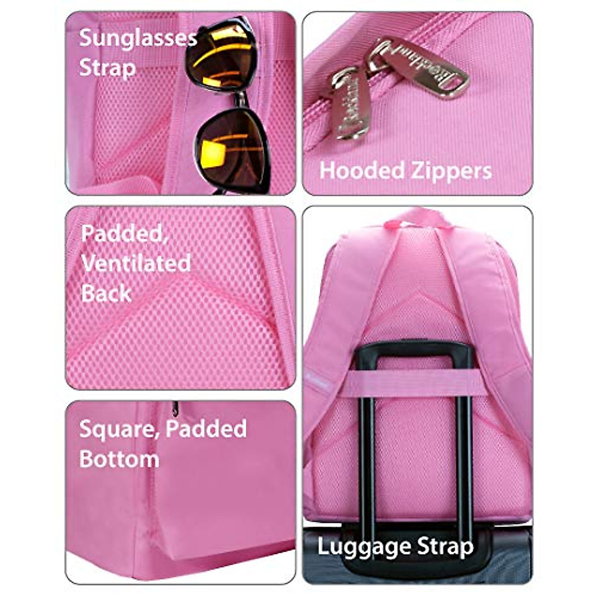 Rockland Classic Laptop Backpack, Pink, Large
