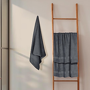 GLAMBURG Premium Cotton 4 Pack Bath Towel Set - 100% Pure Cotton - 4 Bath Towels 27x54 - Ideal for Everyday use - Ultra Soft & Highly Absorbent - Charcoal