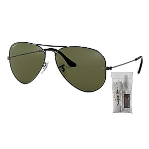 Ray-Ban RB3025 AVIATOR LARGE METAL 004/58 62M Gunmetal/Green Polarized Sunglasses For Men For Women + BUNDLE with Designer iWear Eyewear Kit