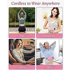 Portable Cordless Heating Pad for Cramps, Upgrade Electric Period Fast Heating Pad with Massager Menstrual USB Heating Pad for Back Pain Relief Belt 5 Heat 5 Vibrating Modes Gifts for Women Girls Pink