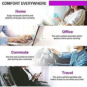 Gel Enhanced Seat Cushion - Double Thick Orthopedic Seat Cushion with Non-Slip Cover - Office Chair Car Seat Cushion - Tailbone Cushion - Coccyx Cushion - Sciatica Pillow for Sitting