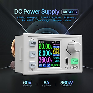 RK6006 60V 6A Adjustable DC-DC Buck Converter | 4-Digit Display | Bench Power Supply for Communication & Voltage Regulation