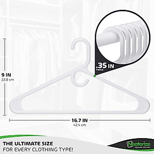 Ultra Heavy Duty Plastic Clothes Hangers - White - Durable Coat, Suit and Clothes Hanger. Perchas De Ropa (38 Pack - White)