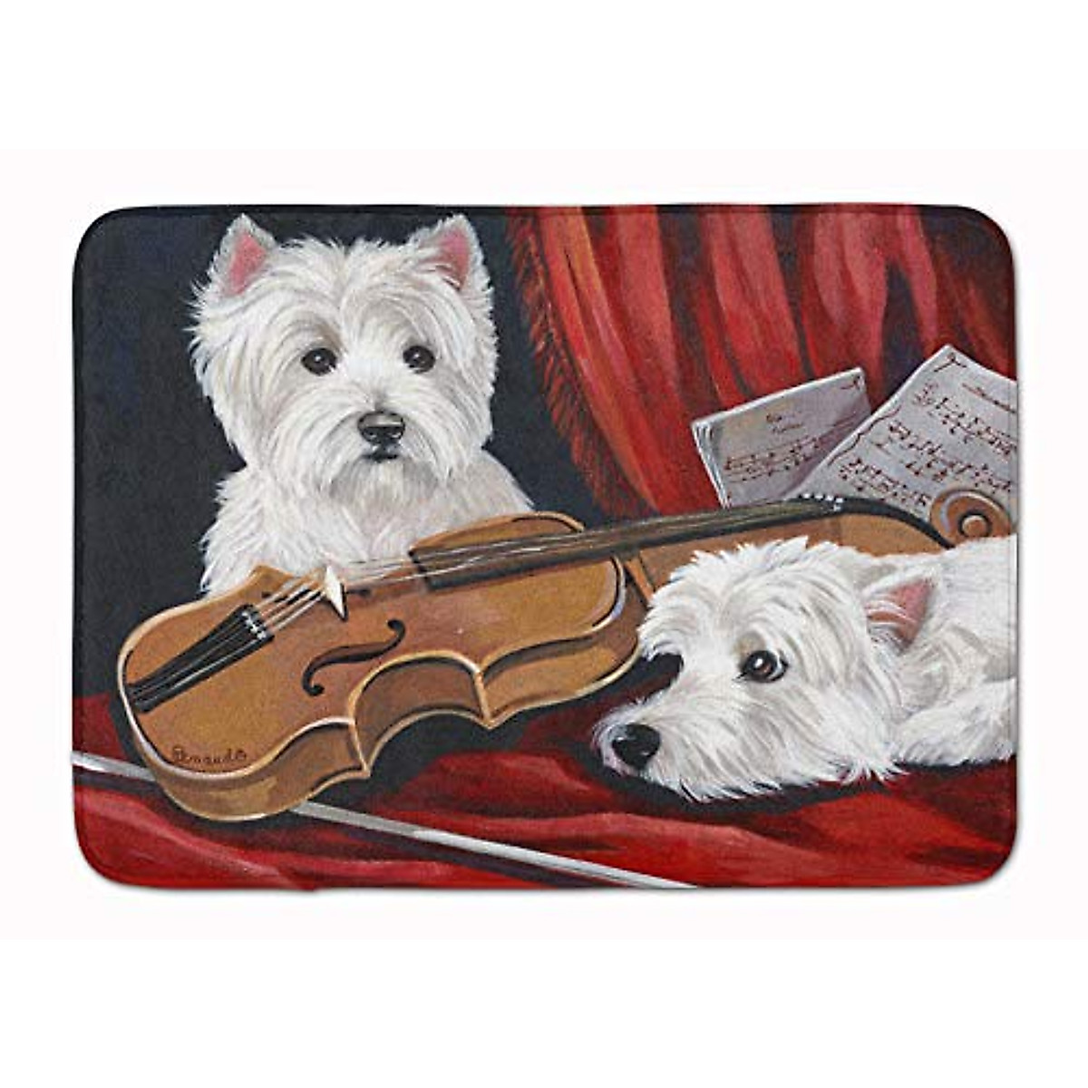 Caroline's Treasures Westie Fiddlers Machine Washable Memory Foam Mat doormats, Multicolor