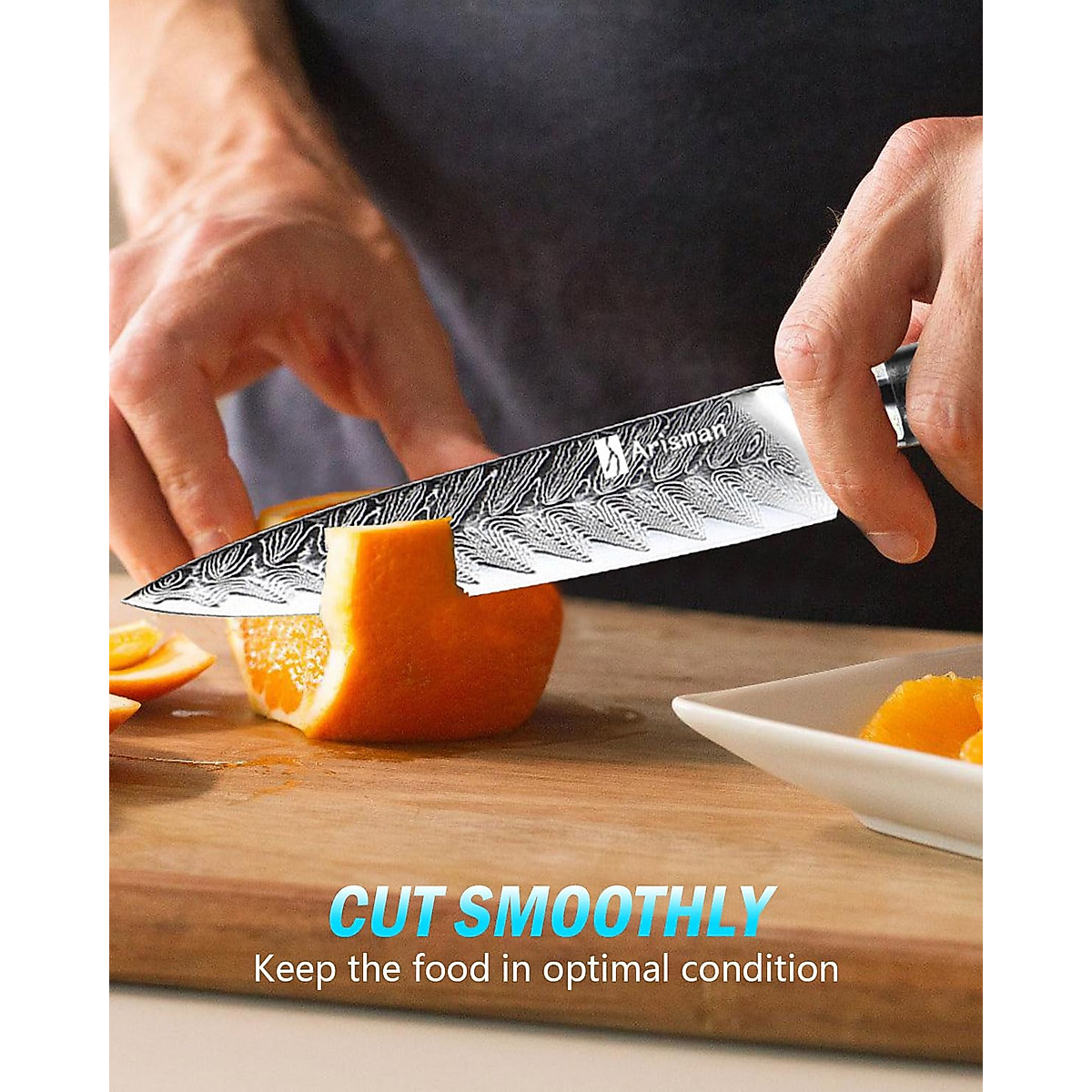 Arisman 5 Inch Utility Knife, Japanese Damascus Steel Paring Knife, Sharp VG10 Fruit Slicing Knife, Small Kitchen Knife with Full Tang Ergonomic G10 Handle