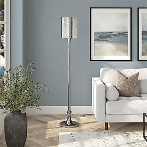 Numit 68.75" Tall Floor Lamp with Glass Shade in Brushed Nickel/Mercury Glass
